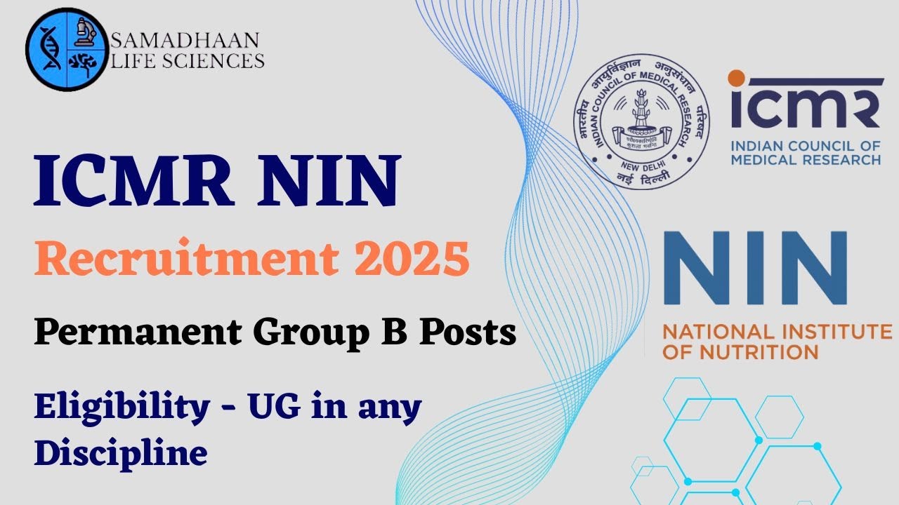 ICMR NIN Recruitment 2025 | Group B Permanent Posts | UG Students ...