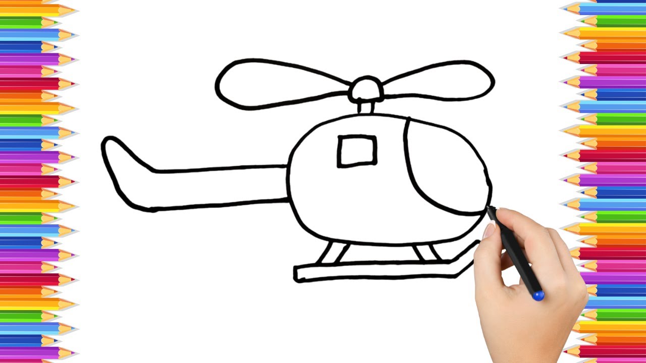 How To Draw cute Helicopter Drawing, Painting & Coloring For Kids and ...