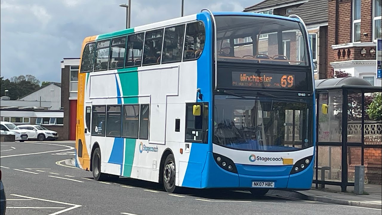Stagecoach Winchester 19160 NK07 HBC on Route 69 to Fareham - YouTube