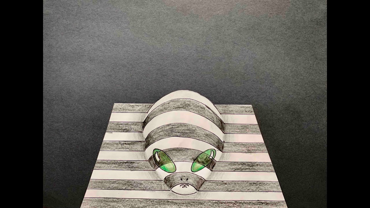 Pencil Drawing Op Art Alien - YouTube
