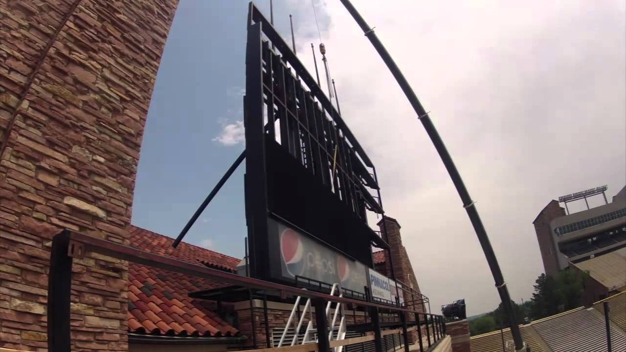 Folsom Field north board coming down! - YouTube