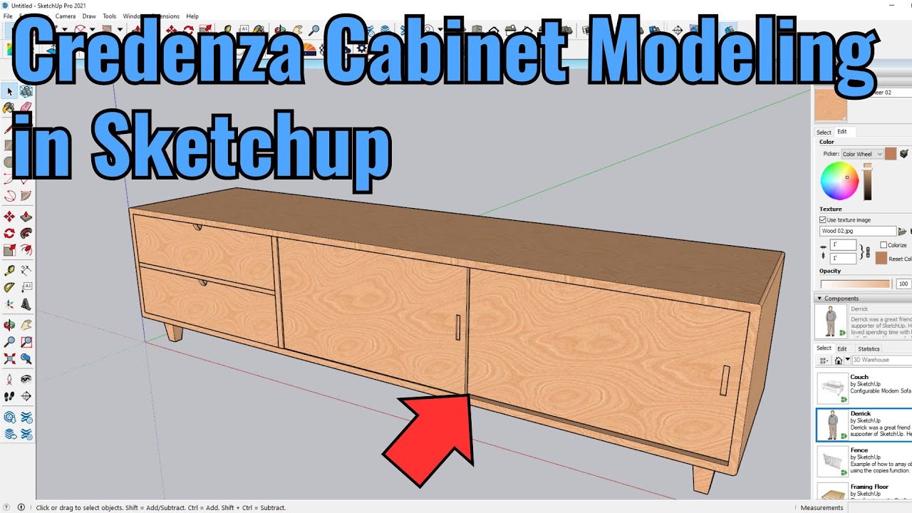 Google Sketchup Tutorial Credenza Cabinet Modeling in Sketchup - YouTube