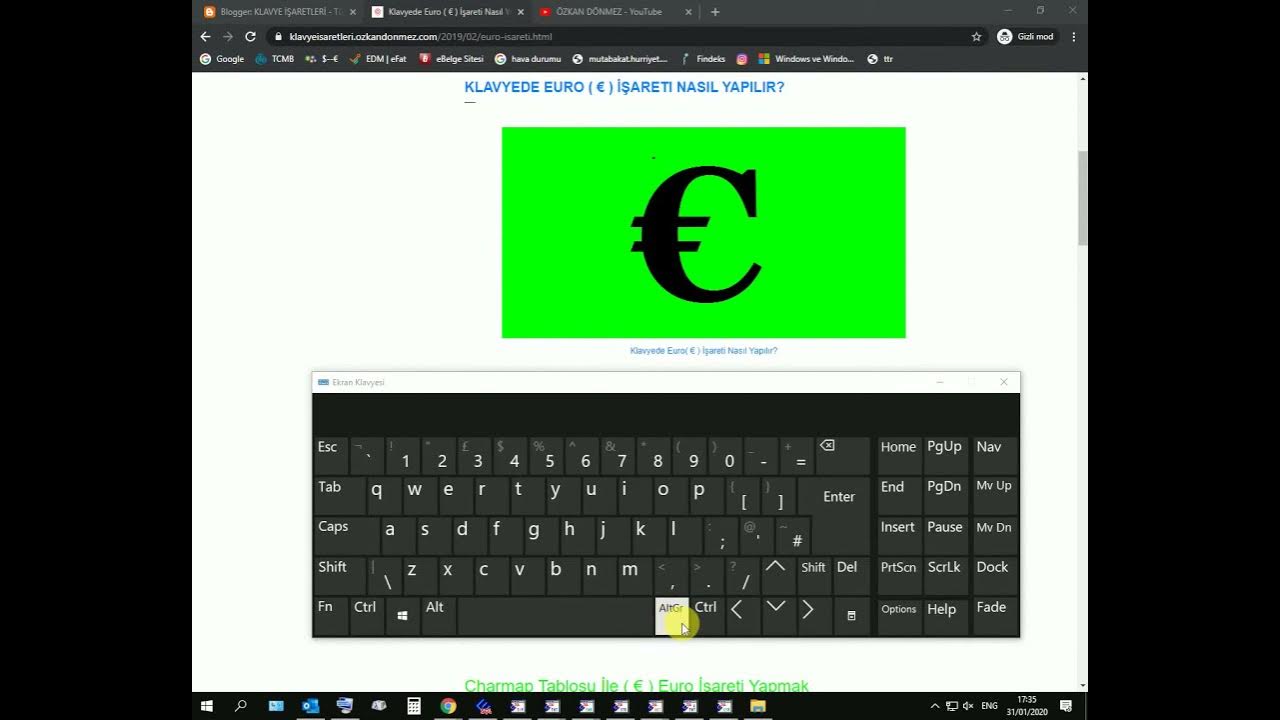 KLAVYEDE EURO ARETI NASIL YAPILIR HOW TO MAKE EURO klavyede-euro-areti-nasil-yapilir-how-to-make-euro