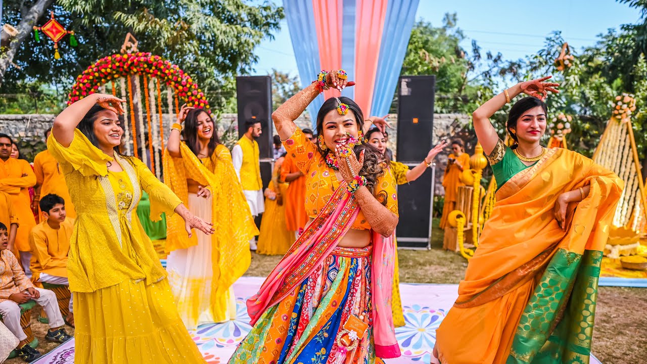 Bride Groom and Friends Haldi Performance Indian Weddings | 90's songs ...