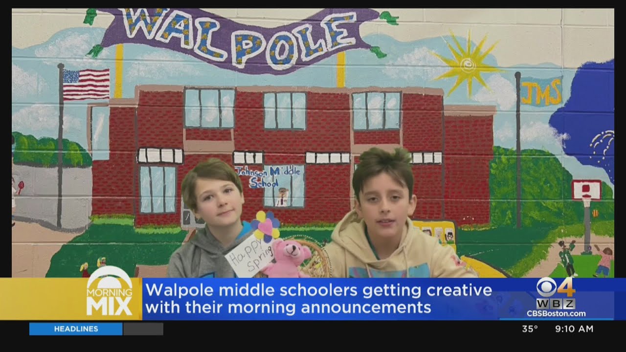 Students at Walpole middle school do daily newscast - YouTube