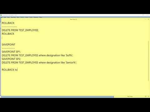 TCL - COMMIT,ROLLBACK,SAVEPOINT with examples - YouTube