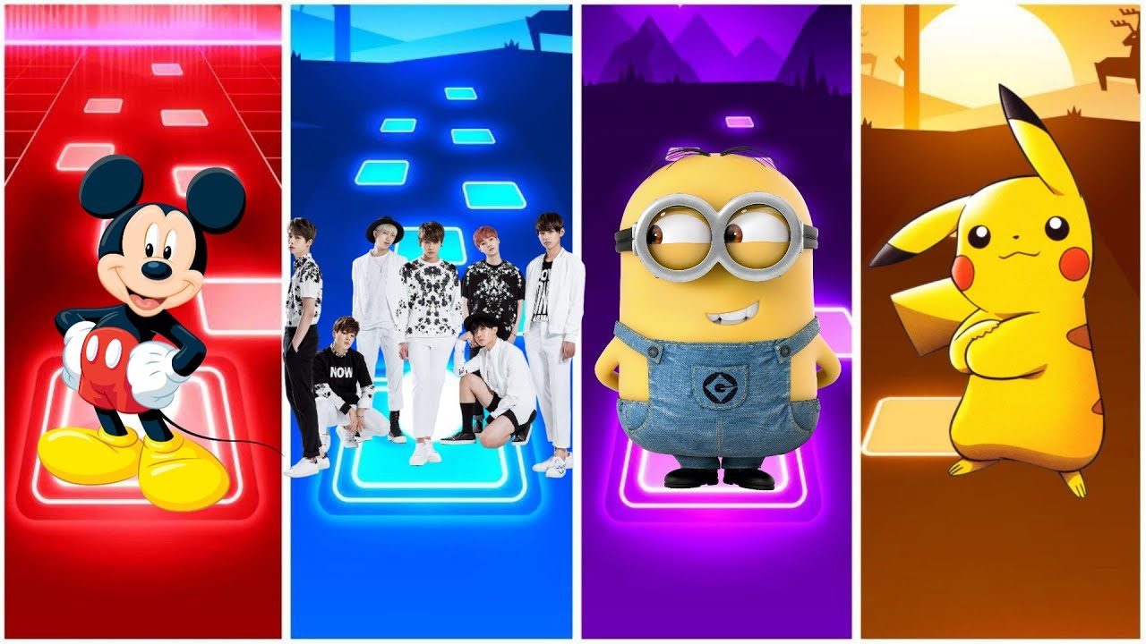 Mickey Mouse 🆚 BTS 🆚 Minions 🆚 Pikachu. 🎶 Who Will Win ? 🎯🎯 - YouTube