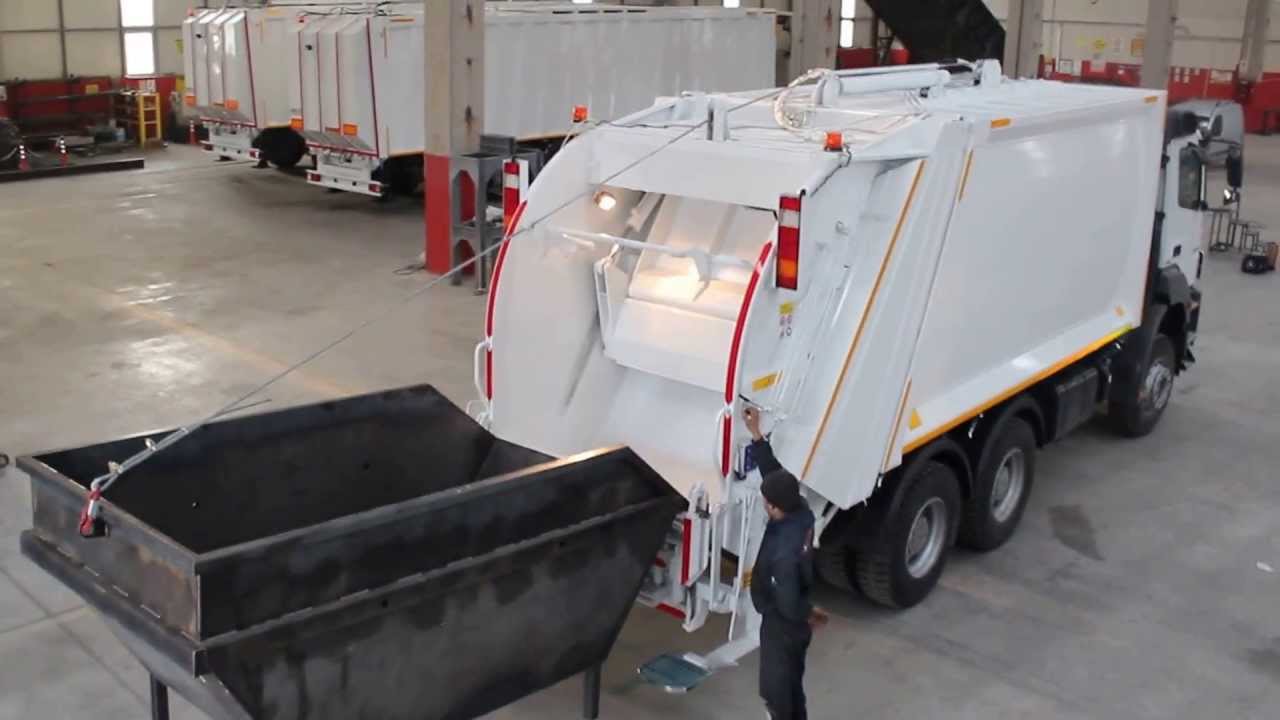 20 m3 hydraulic compression garbage truck - Manufactured by EMS - YouTube
