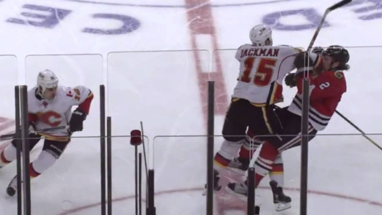 Tim Jackman decks Duncan Keith [HD] - YouTube