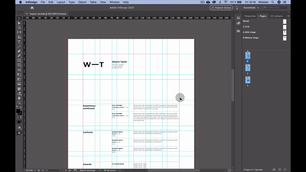Indesign | Edit the template header - YouTube