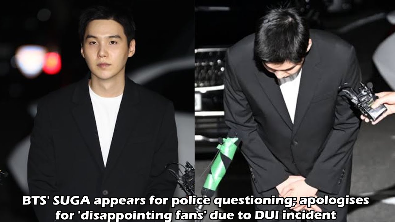 BTS' SUGA appears for police questioning; apologises for 'disappointing ...