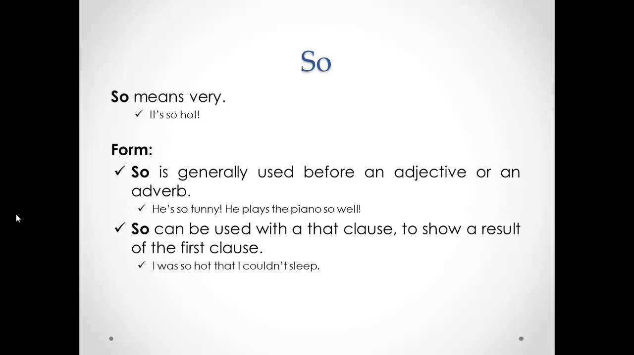 Intensifiers (ESL grammar topic) - YouTube