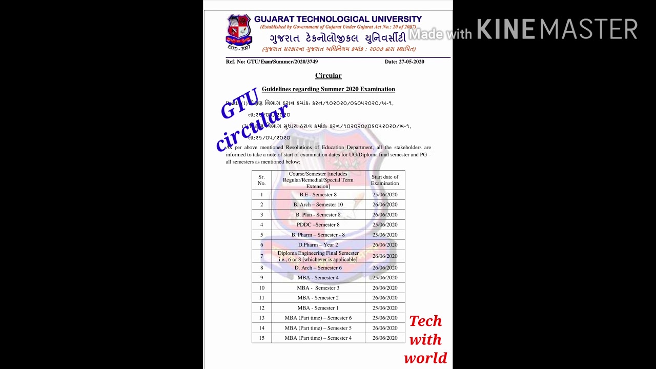 GTU Circular 2020 - YouTube