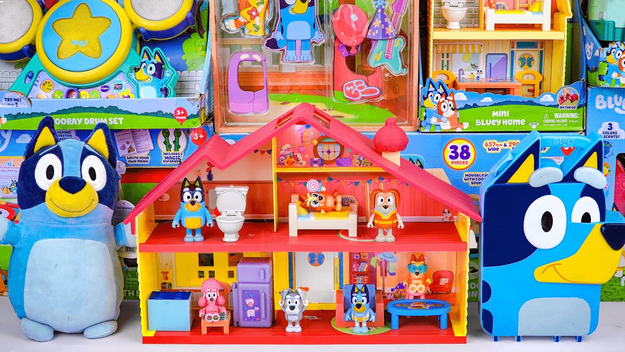 Bluey Toy Collection Unboxing Review 💙 Bluey Family Home Playset ...
