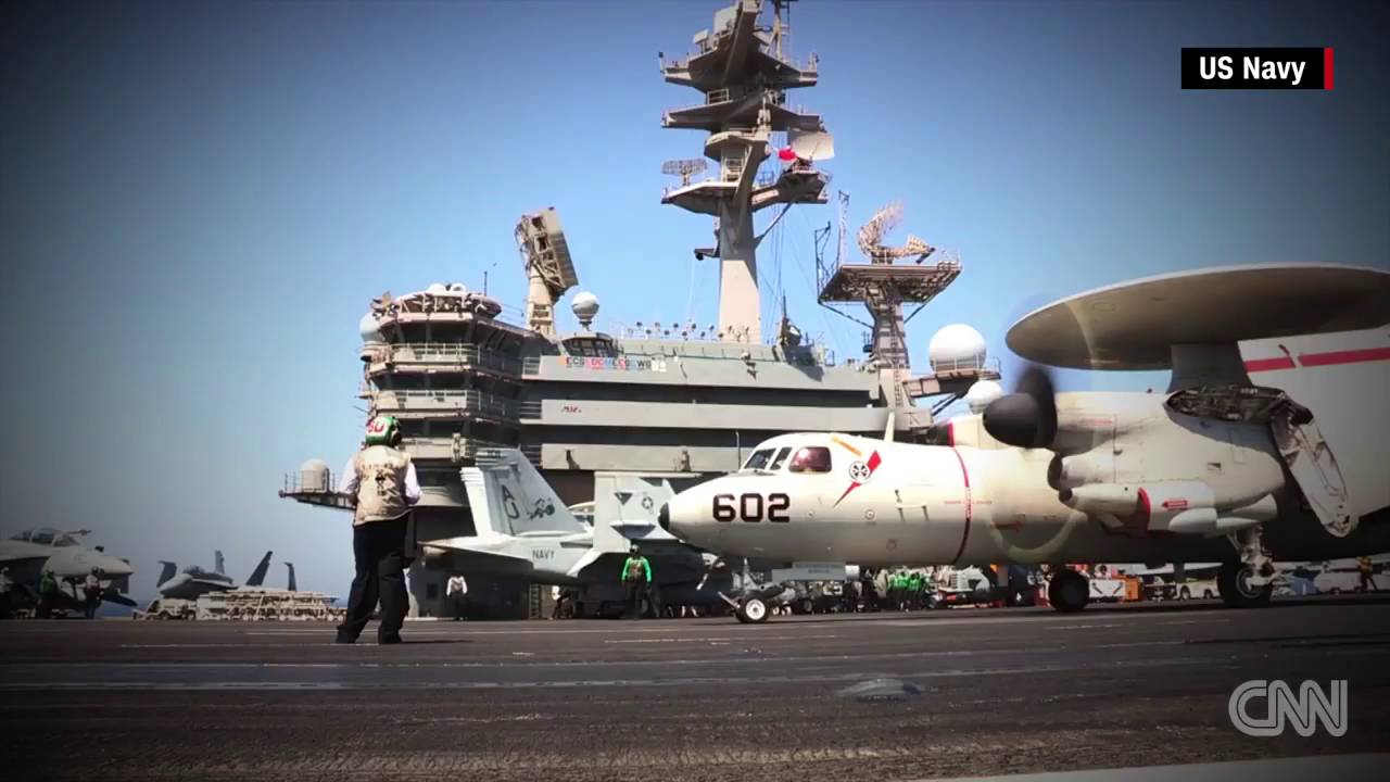 Navy plane falls off aircraft carrier during landing - YouTube