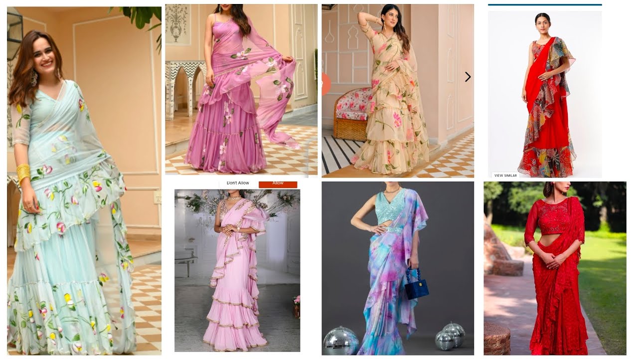 Desgner Ruffle Sarees 🔥🫶😘/ New Frill Saree Designs / Party Wear Saree ...