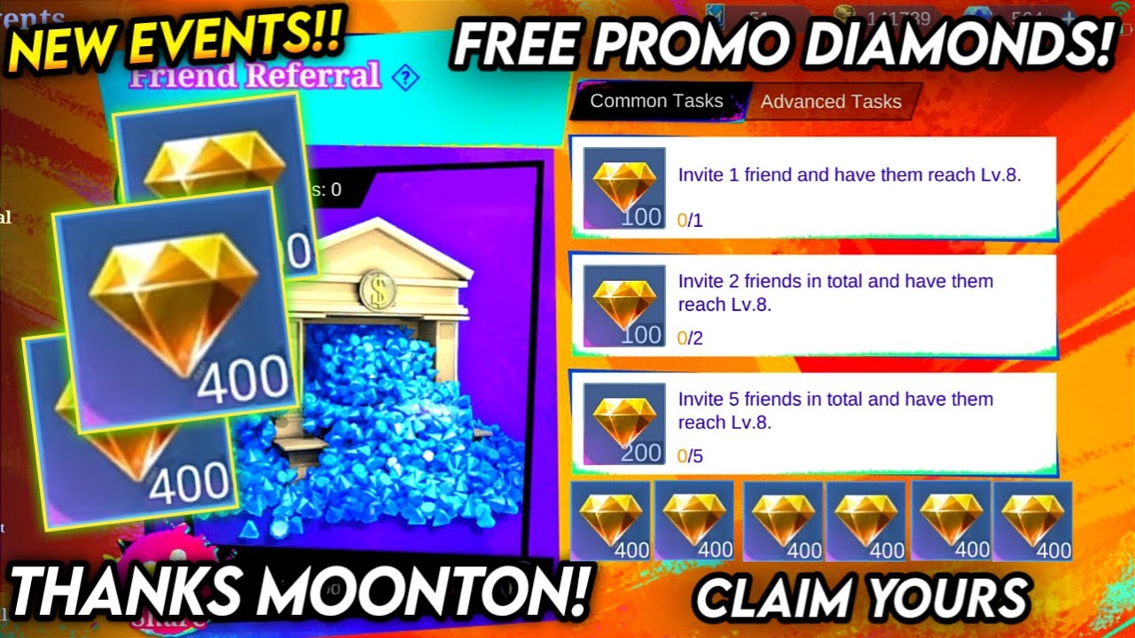 NEW!! CLAIM 400 PROMO DIAMONDS FROM MOONTON (WITHOUT RECHARGE)! - MLBB ...