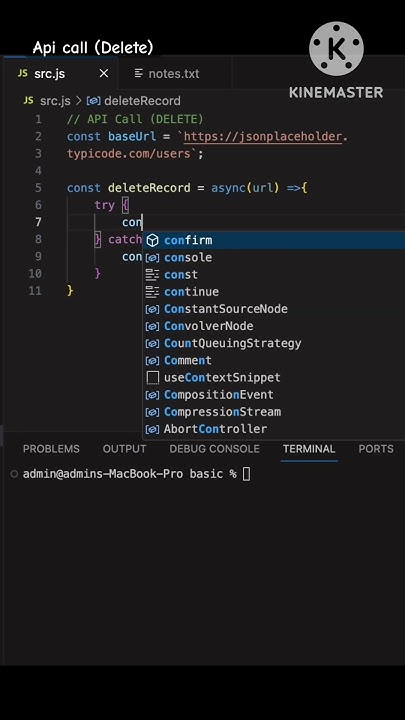 Api call In JavaScript (Delete)#coding #javascript #programming #shorts #youtubeshorts #api ...