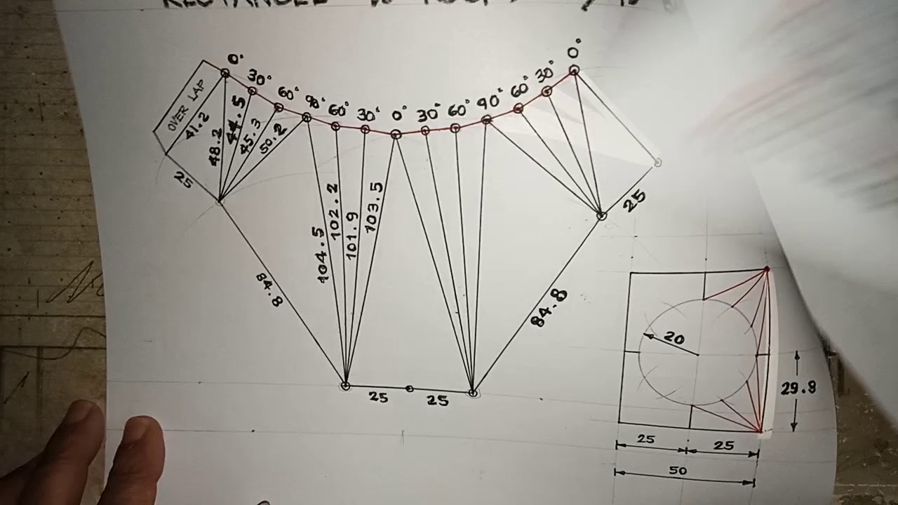 rectangle to round with 45 degrees base - YouTube