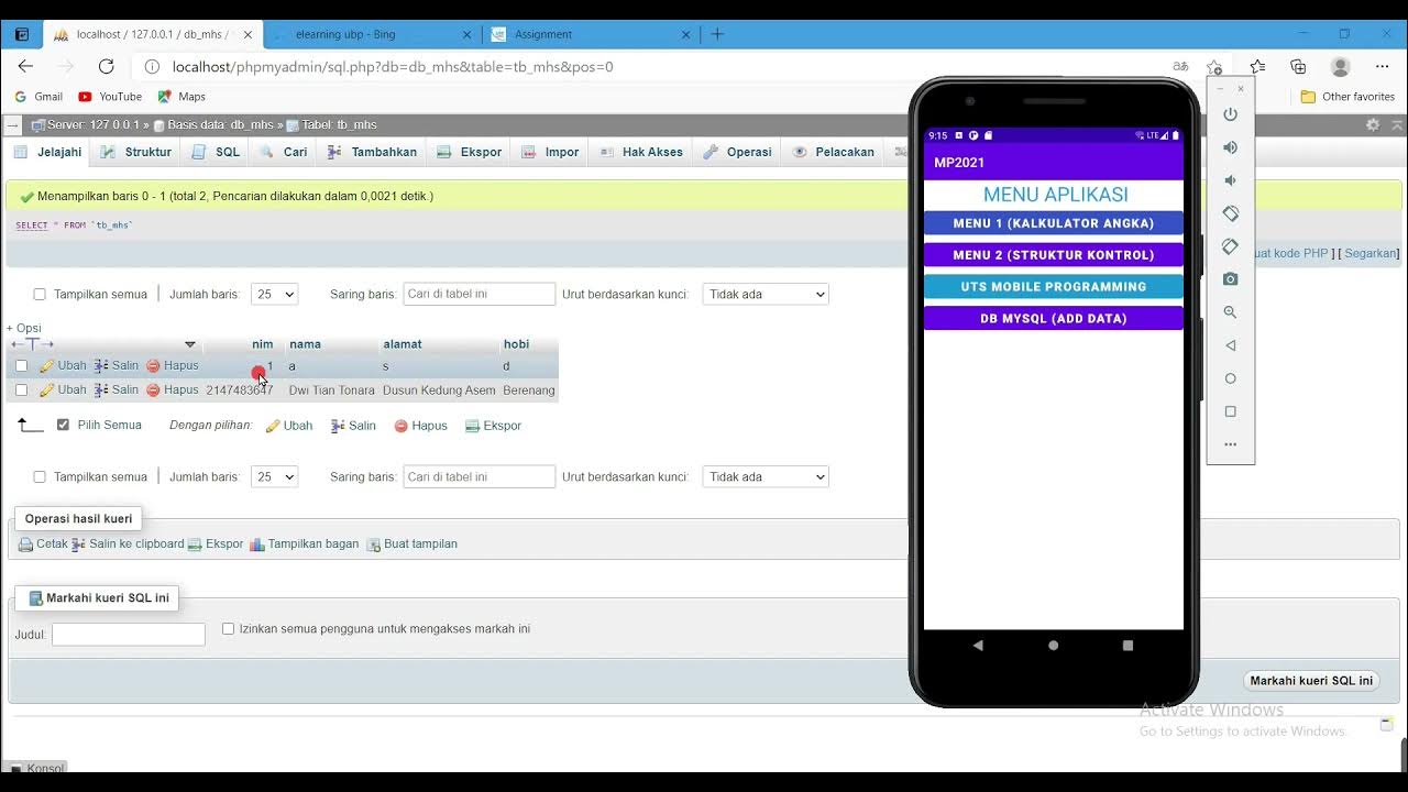 Mobile Programming DB MYSQL ADD Data - YouTube