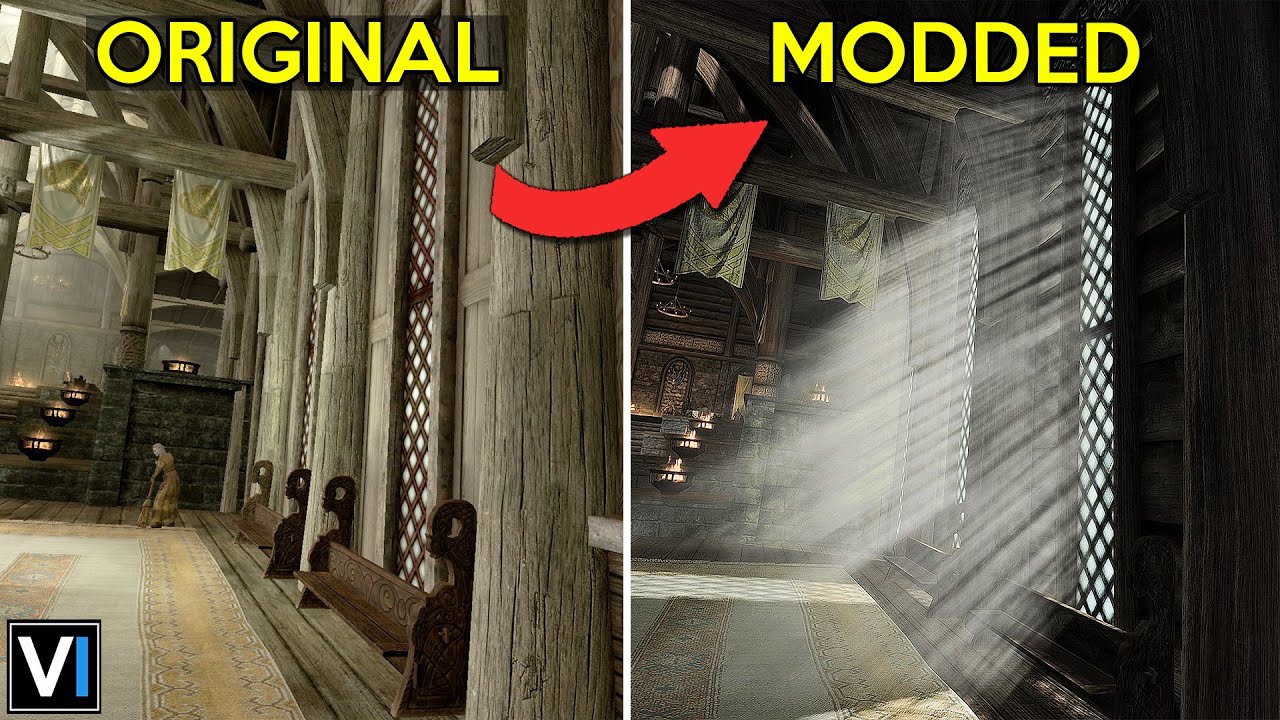 Skyrim VR VS Modded Skyrim VR Comparison - YouTube
