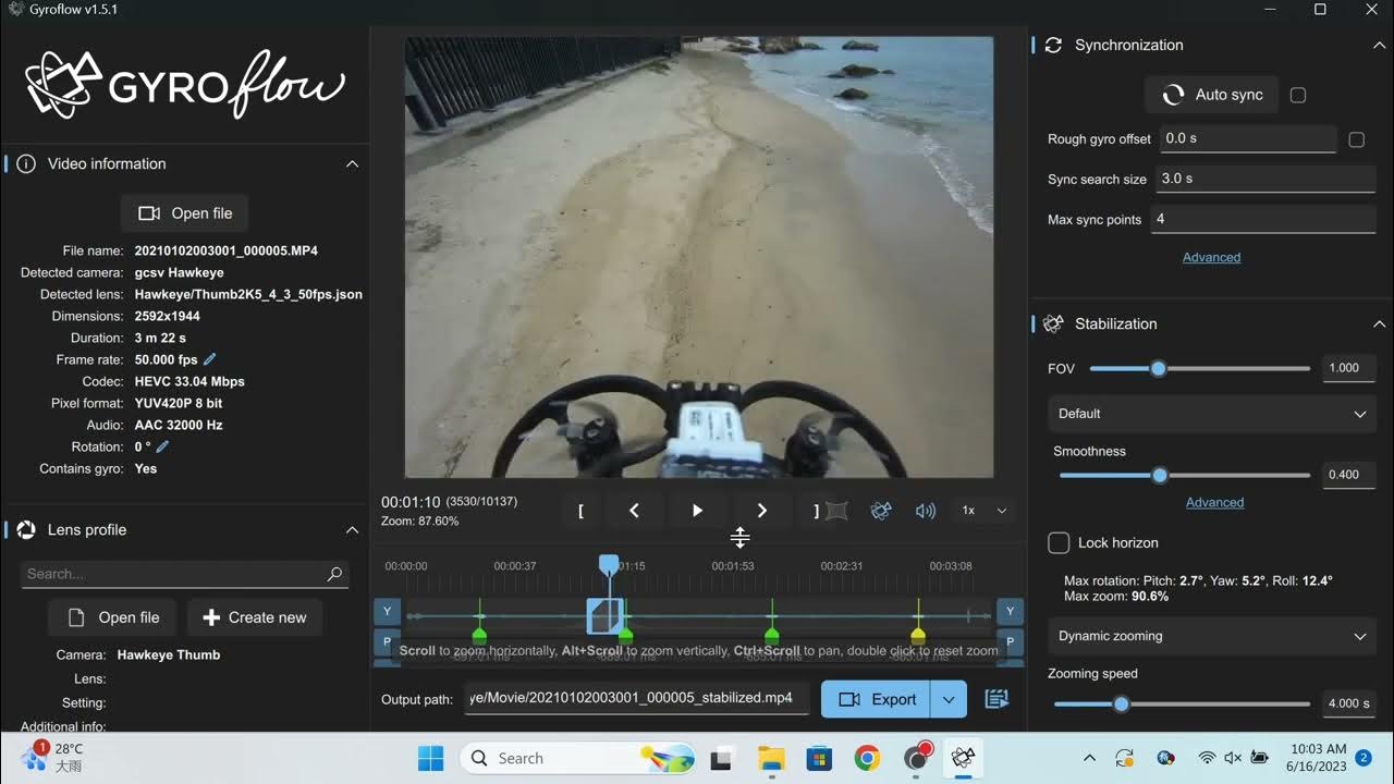 Gyroflow tutorial for Hawkeye 4K thumb Cam - YouTube