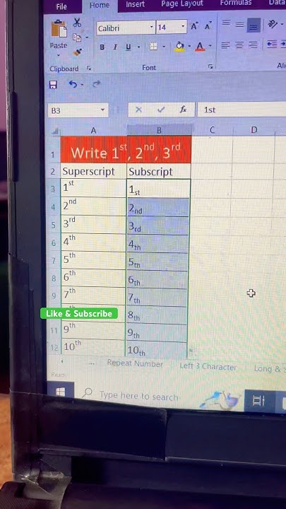 Superscript & subscript in Ms excel? #superscript #subscript #excel - YouTube