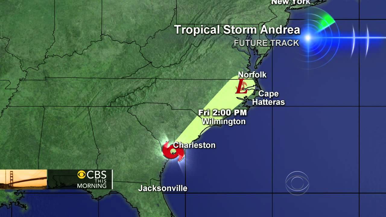 Tracking tropical storm Andrea - YouTube