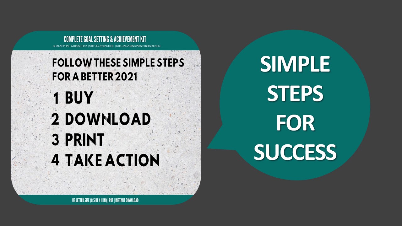 2021 Goal Setting Worksheets, Guide & Goal Tracking Printables Bundle ...