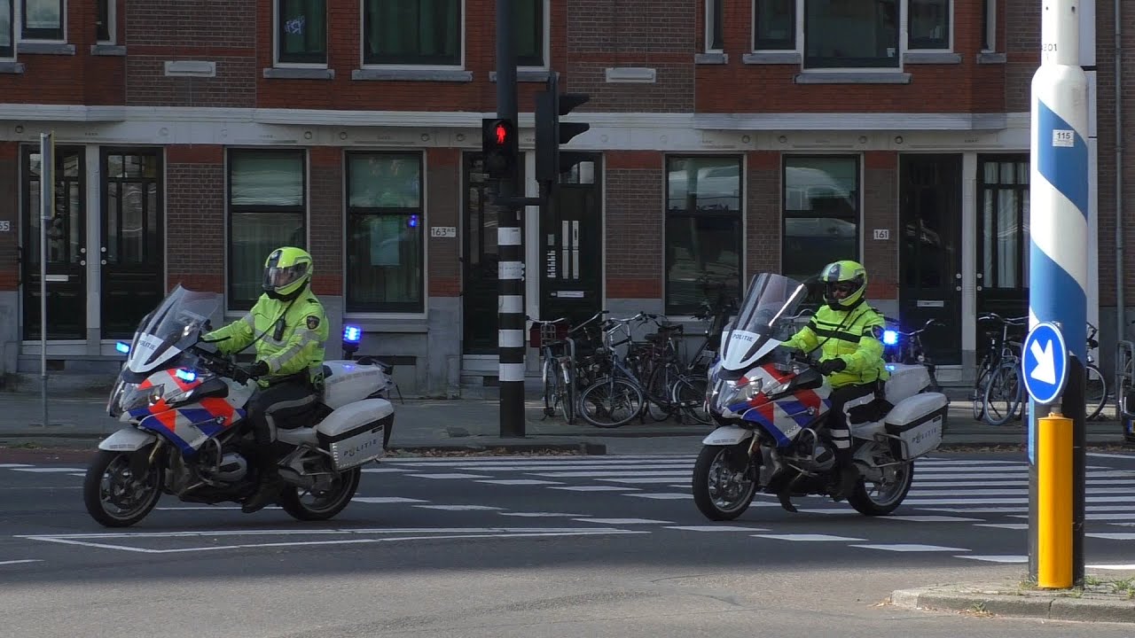 7X Politie motor Rijopleiding met Spoed door Rotterdam - YouTube