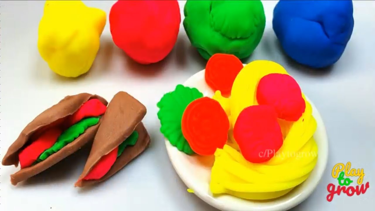 Making Play Doh Pasta and Sandwich with alphabet song / Play to grow ...