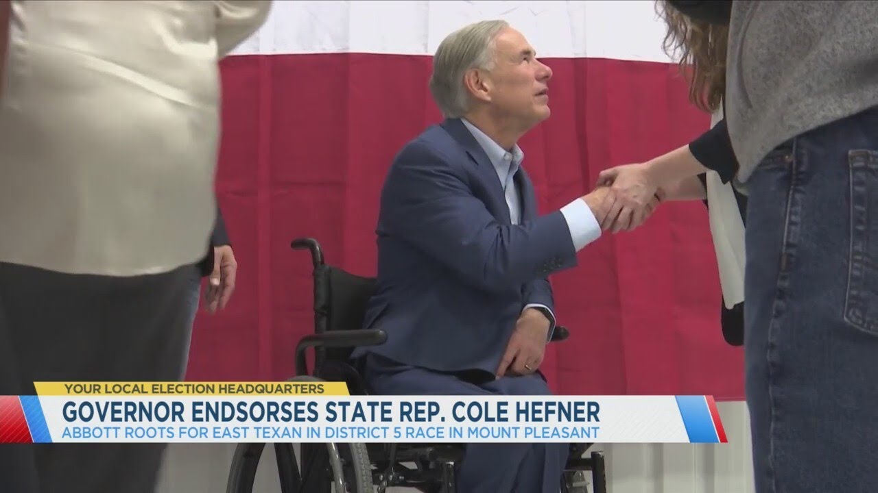 Gov. Abbott endorses Rep. Cole Hefner at East Texas reelection campaign ...