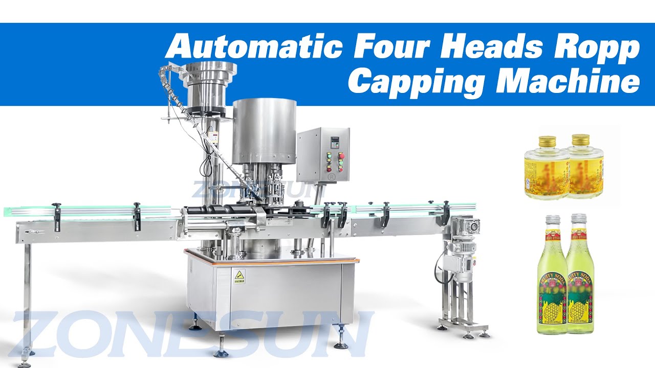 How To Use Automatic 4 Heads ROPP Whiskey Bottle Capping Machine With ...