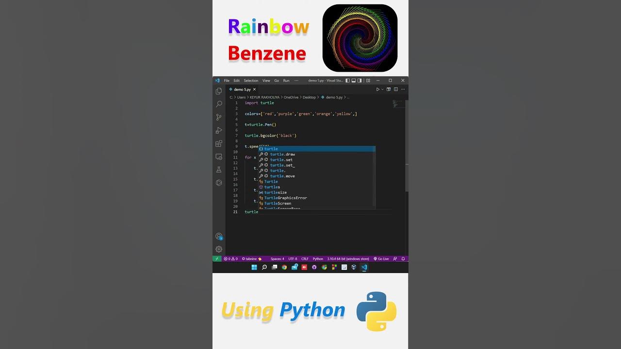 Rainbow Benzene Using Python Shorts Youtube