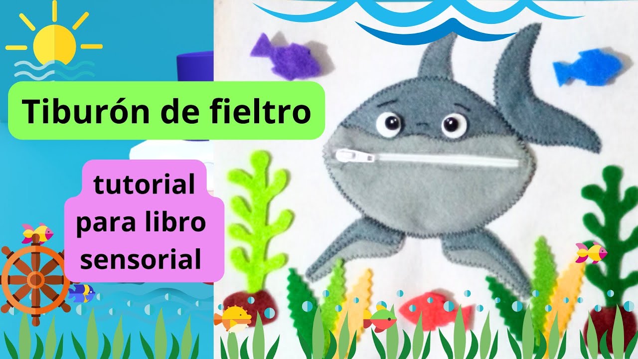 Tiburón didáctico/actividad para libro de tela/quiet book - YouTube