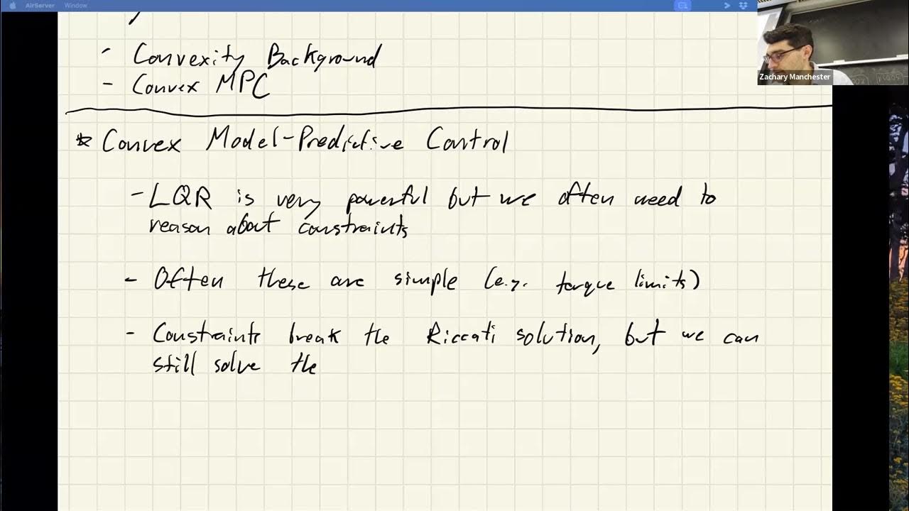 Optimal Control (CMU 16-745) 2024 Lecture 9: Convex Model-Predictive Control - YouTube