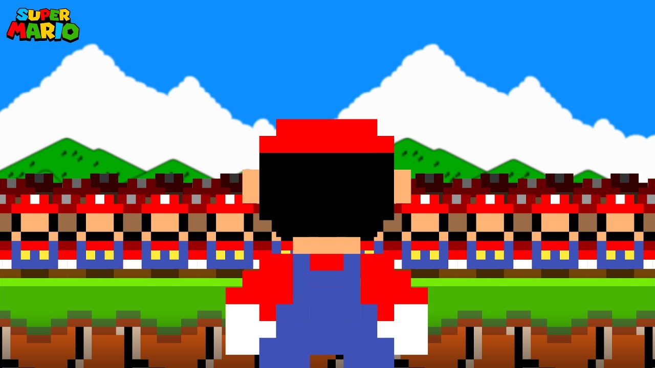 9999 Tiny Marios Help Mario Try to Beat Super Mario Bros. - YouTube