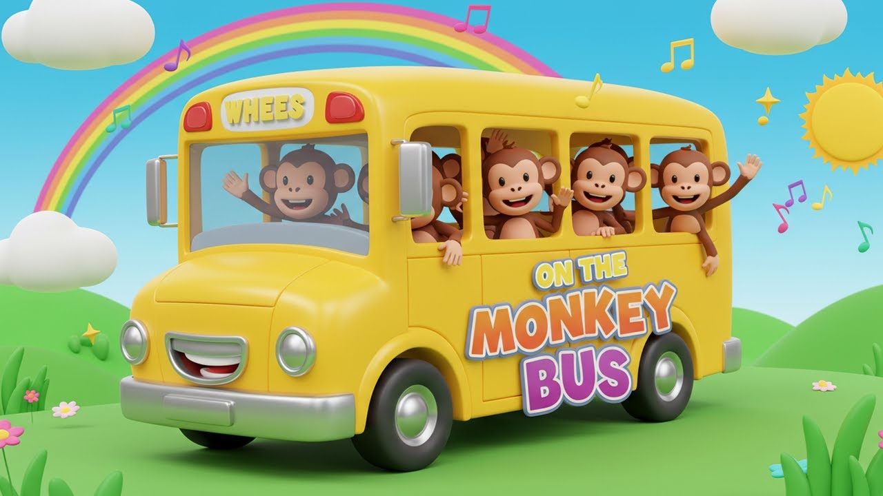 Wheels On The Monkey Bus | Nursery Rhymes & Kids Songs | Kiddy Rhymes ...