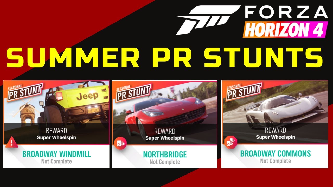 Forza Horizon 4 Summer PR Stunts Broadway Windmill, Northbridge ...