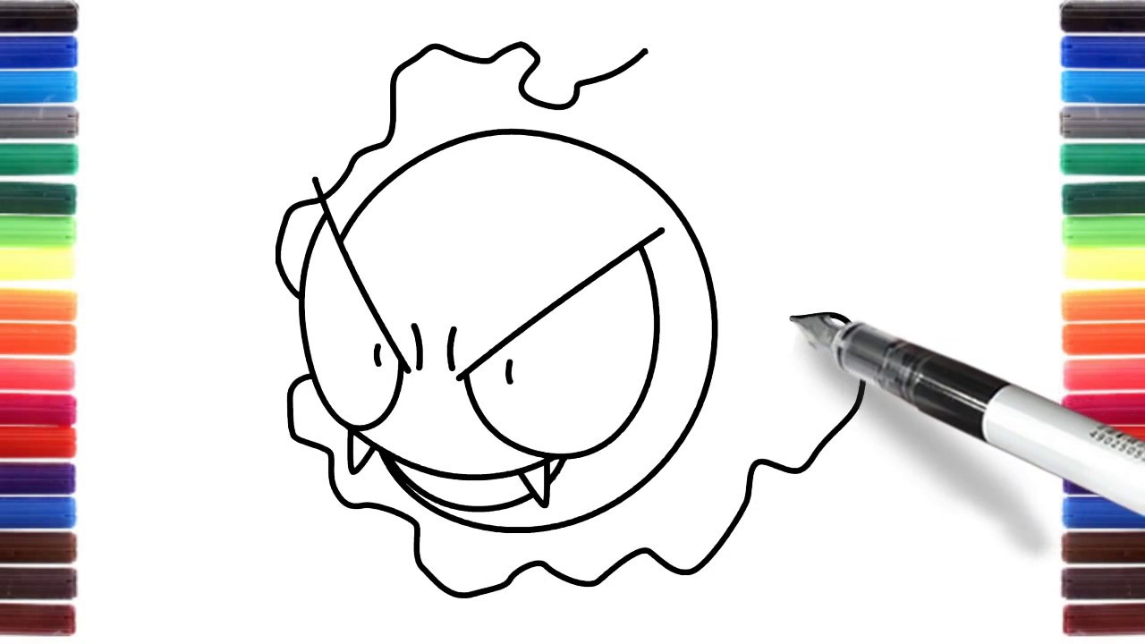 How to draw Pokemons Gastly from Pokemon Go step by step easy - YouTube