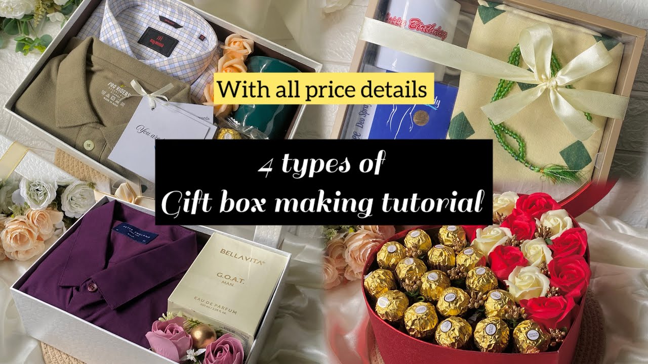 4 different model Hamper making | gift box making | with price details ...