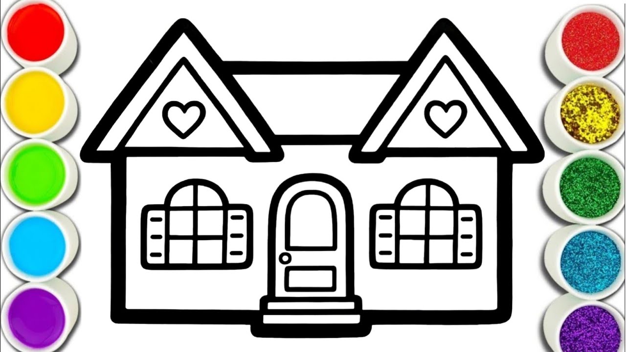 Rainbow House drawing and painting for kids and Toddlers - YouTube