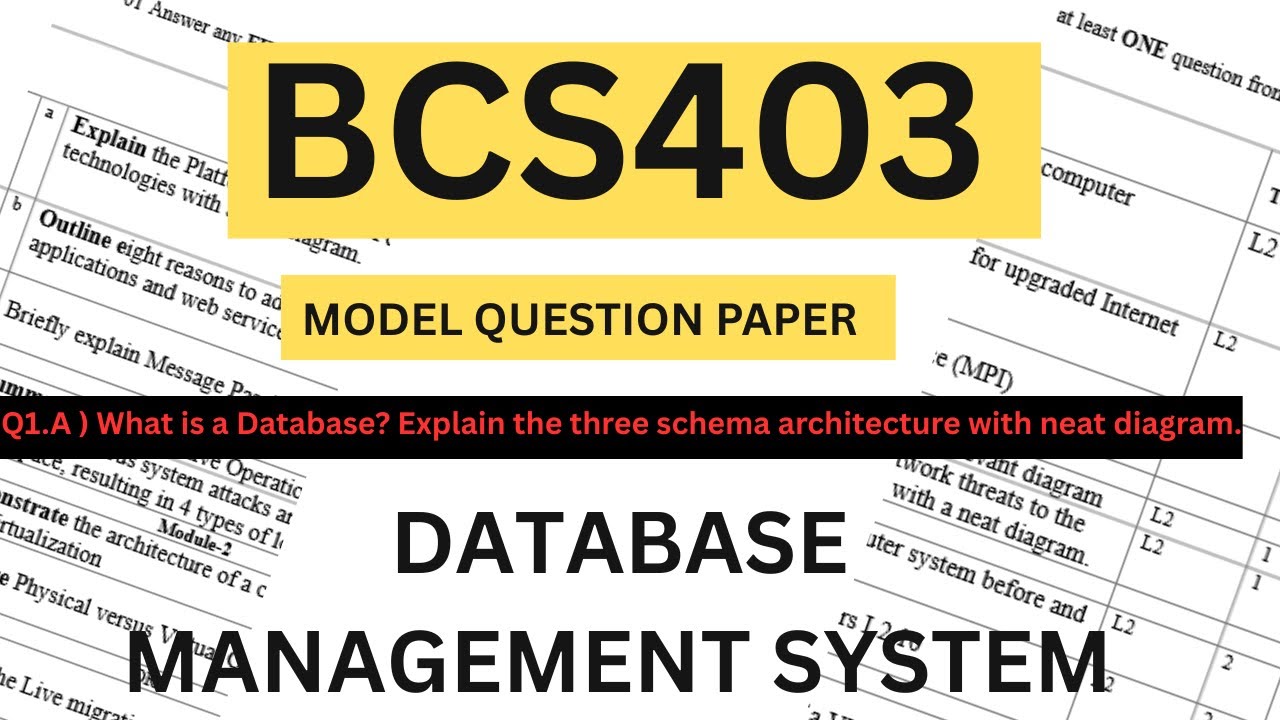 BCS403 | DATABASE MANAGEMENT SYSTEM | MQP SOLUTIONS SET-01 | MODULE-01 | Q.01A | three schema ...