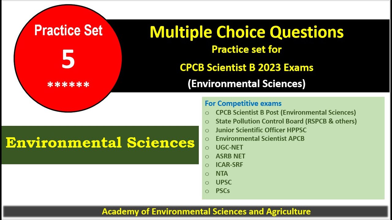 CPCB Scientist B Environmental Sciences MCQ Set 5 I MCQ Environmental ...