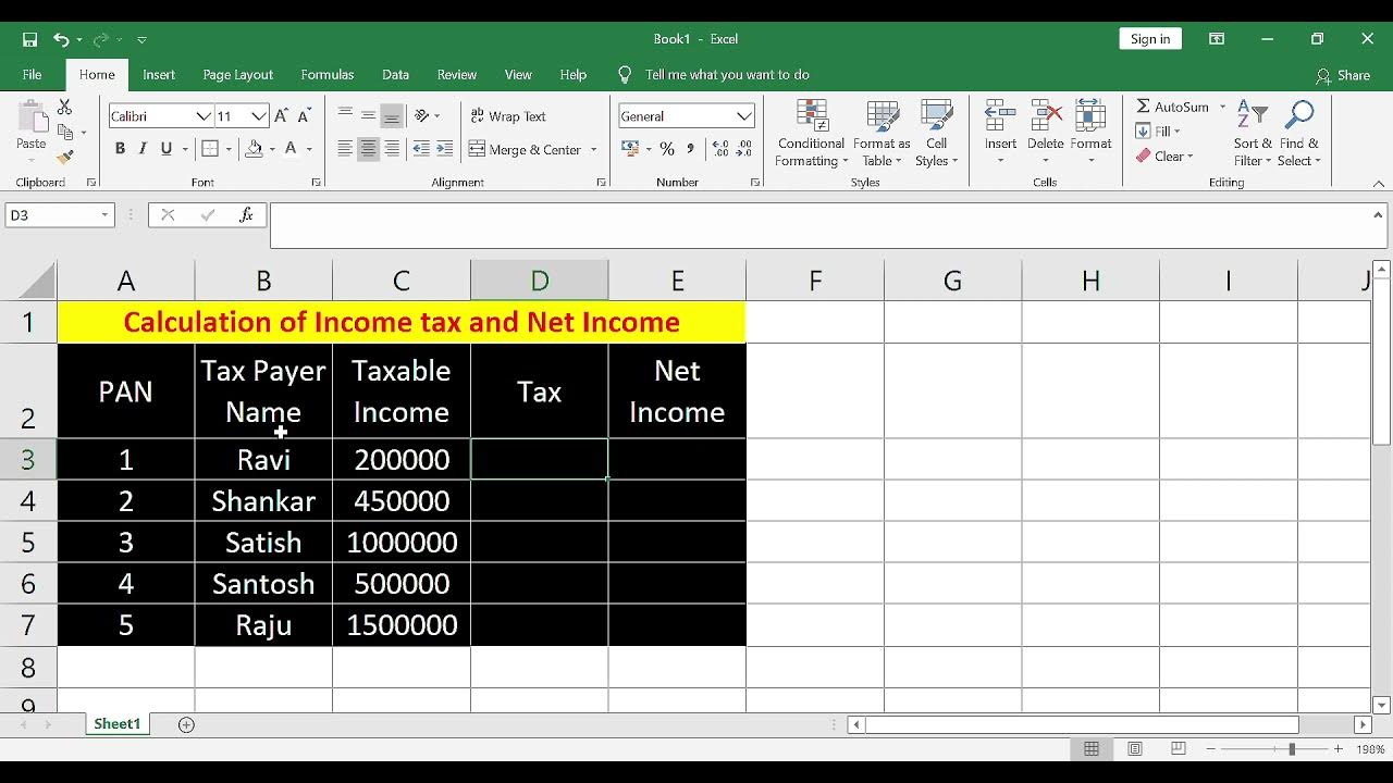how to calculate taxable income in excel | income tax calculation in ...