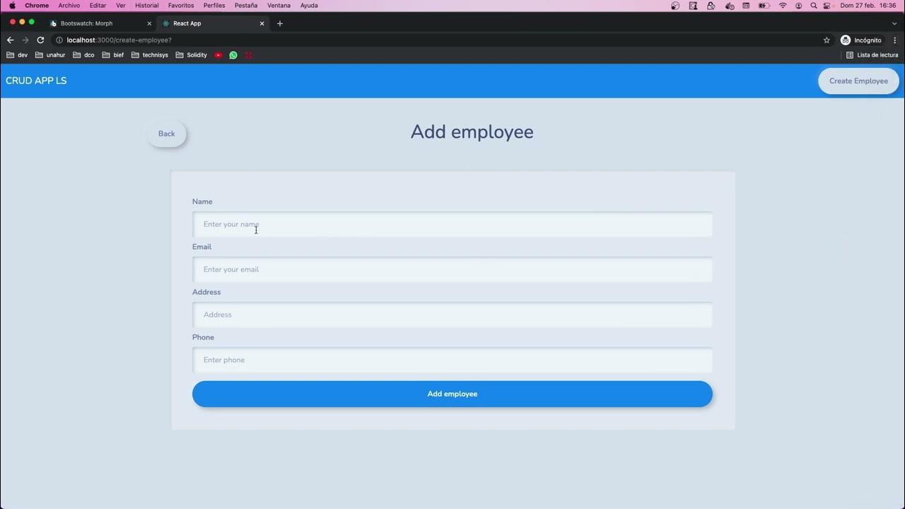 Crud React Localstorage Bootstrap Custom Hooks Youtube