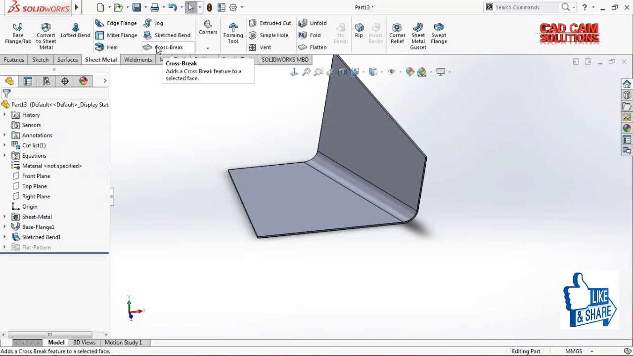 SolidWorks Sheet Metal Sketched Bend And Cross Break1 YouTube solidworks-sheet-metal-sketched-bend-and-cross-break1-youtube