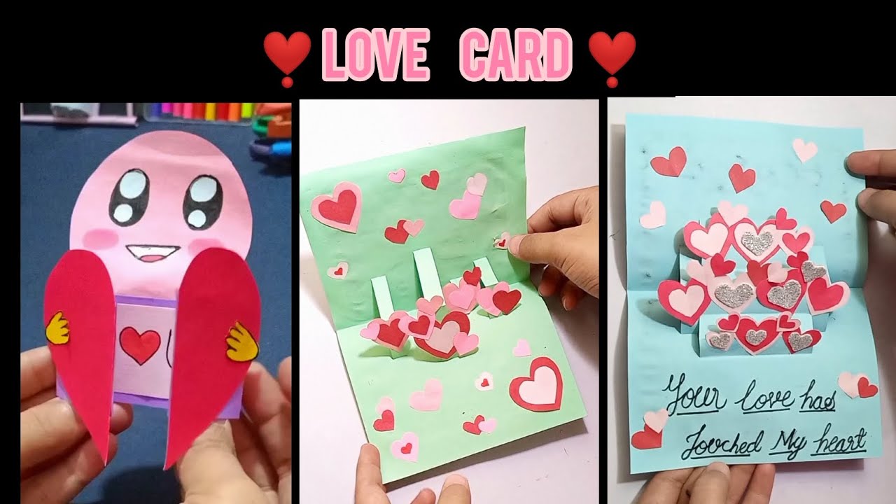 3 unique card ideas | Heart shaped card ideas | Card ideas/ card making ...
