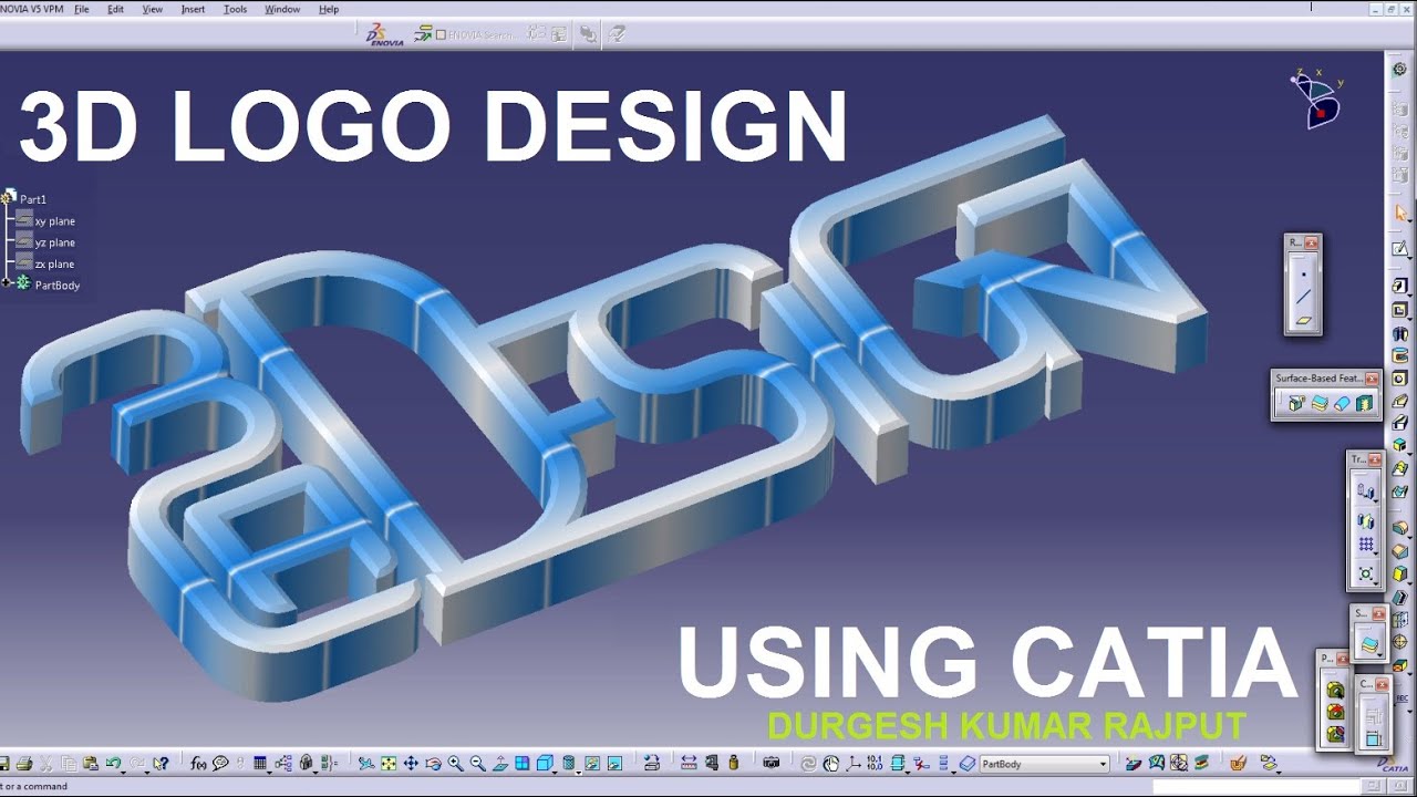 HOW TO CREATE LOGO USING CATIA II 3D CAD DESIGN II DK RAJPUT - YouTube