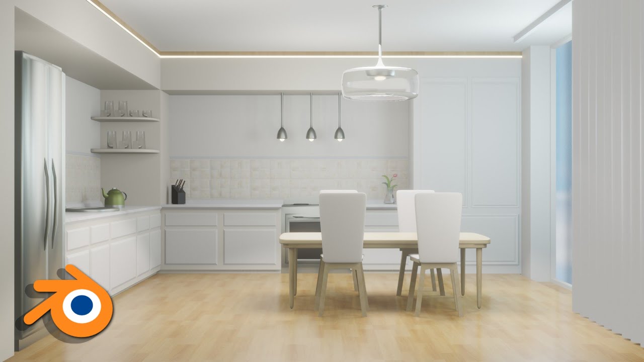 Design a Modern Kitchen with me! Blender 3D Scene - YouTube